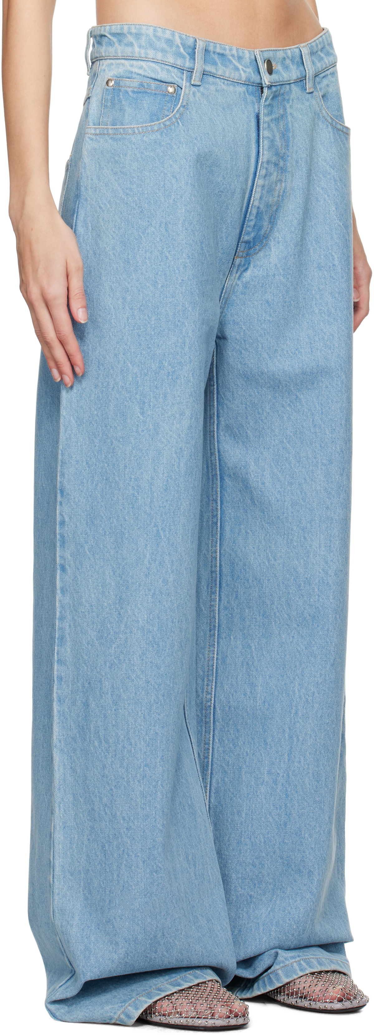 Christopher Esber Blue Oversized Drop Jeans Christopher Esber