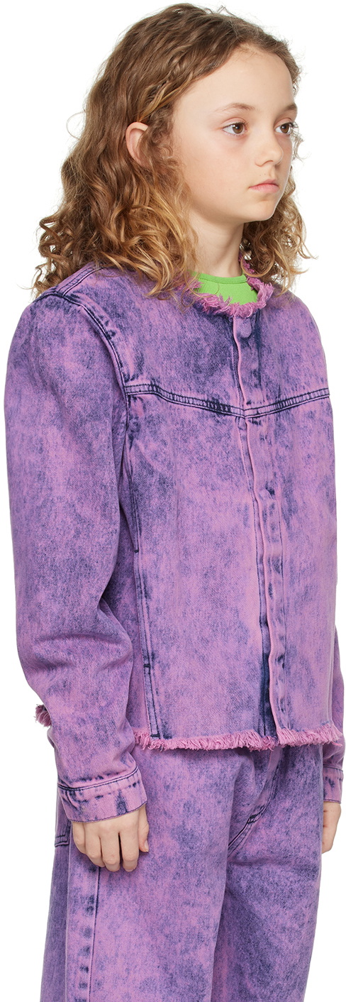 M’A Kids Kids Purple Collarless Denim Jacket