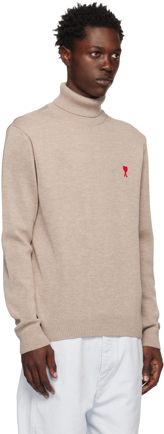 AMI Alexandre Mattiussi Beige Ami De Cœur Turtleneck AMI Alexandre ...