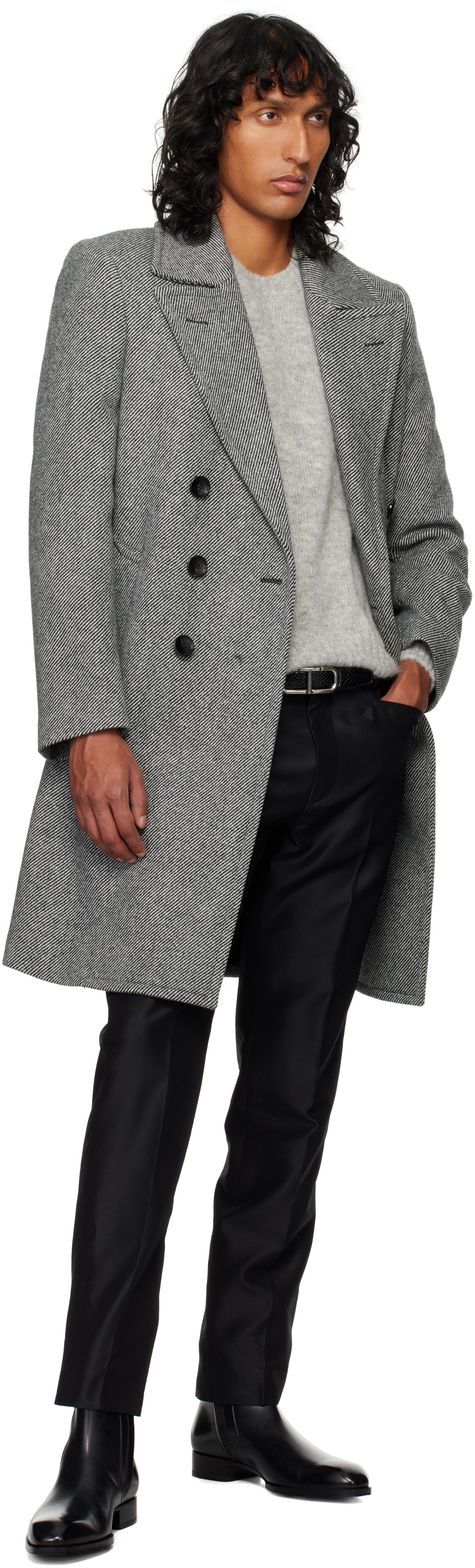TOM FORD Black & White Graphic Twill Coat TOM FORD