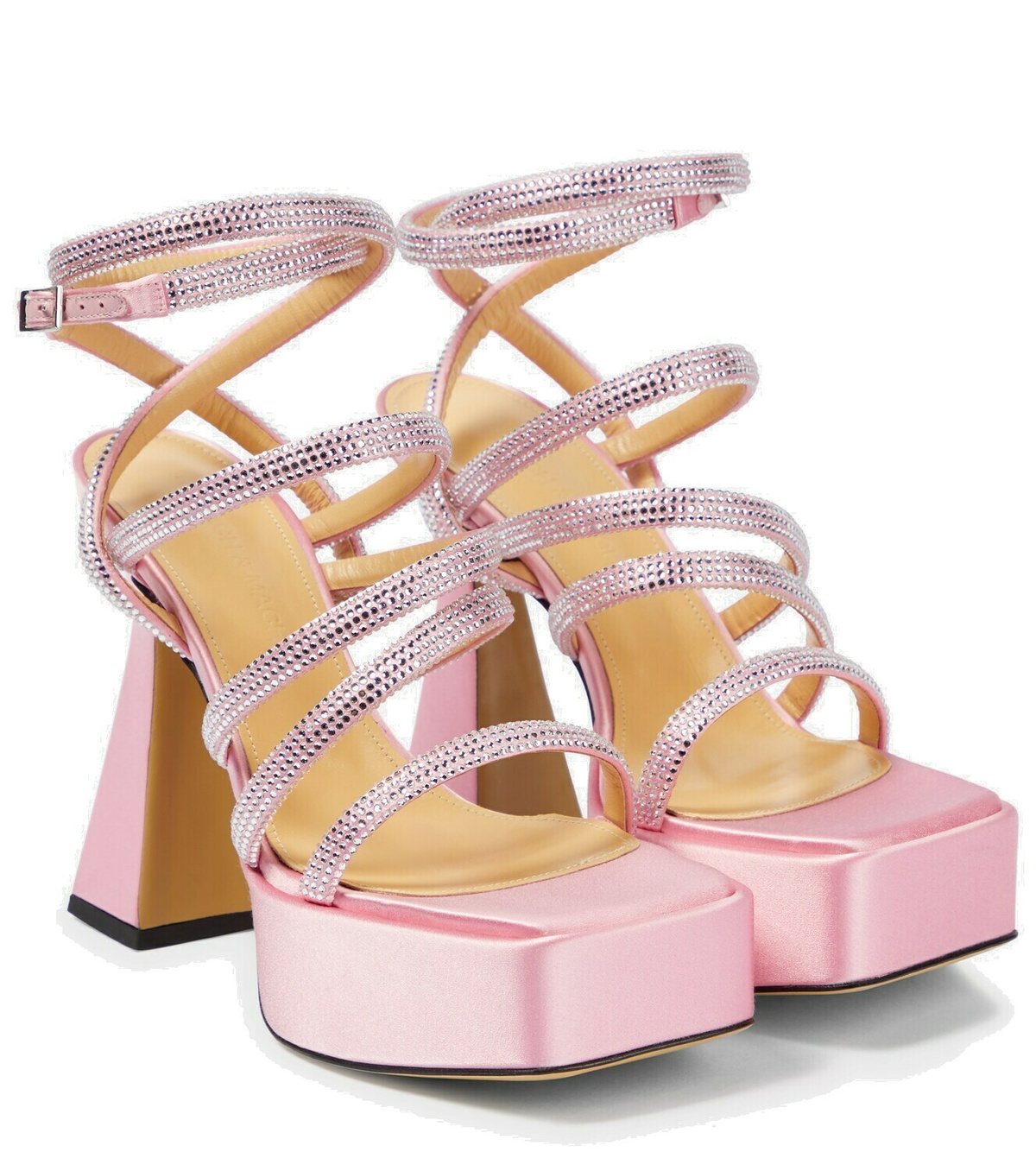Mach & Mach - Sydney embellished satin platform sandals MACH & MACH