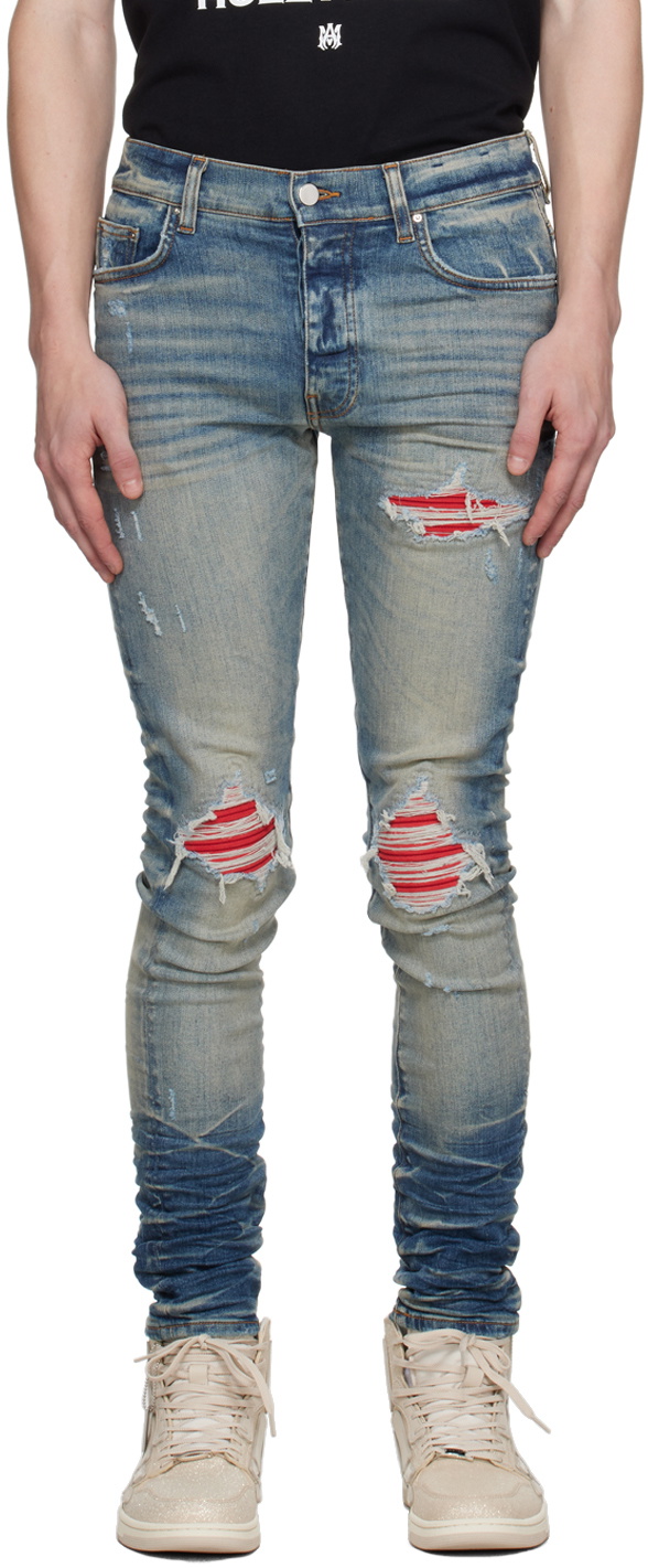 AMIRI - MX1 Skinny-Fit Panelled Distressed Stretch-Denim Jeans - Men ...