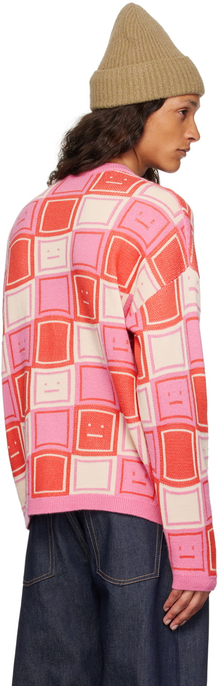 Acne Studios Pink & Beige Jacquard Sweater Acne Studios