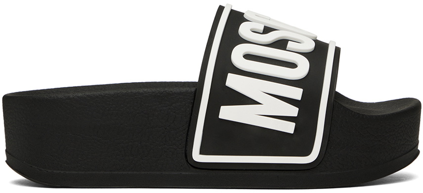 Moschino Black Platform Pool Slides Moschino