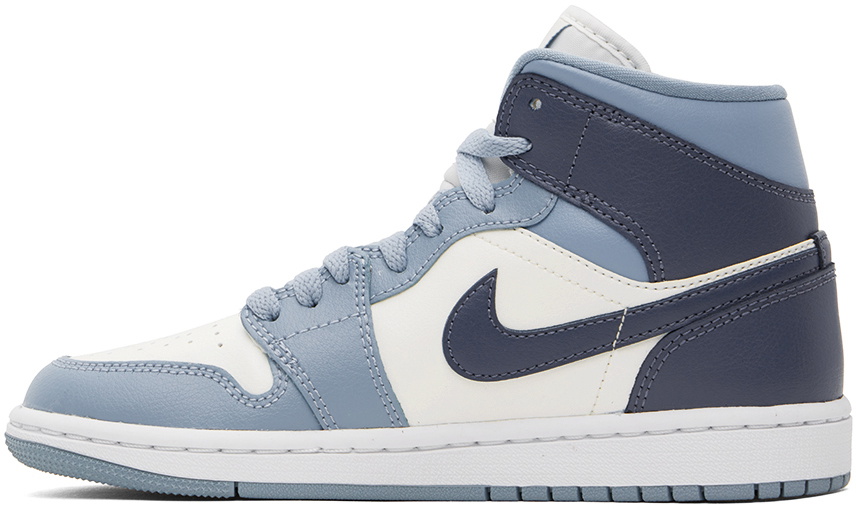 Nike Jordan Blue & White Air Jordan 1 Mid Sneakers Nike Jordan Brand