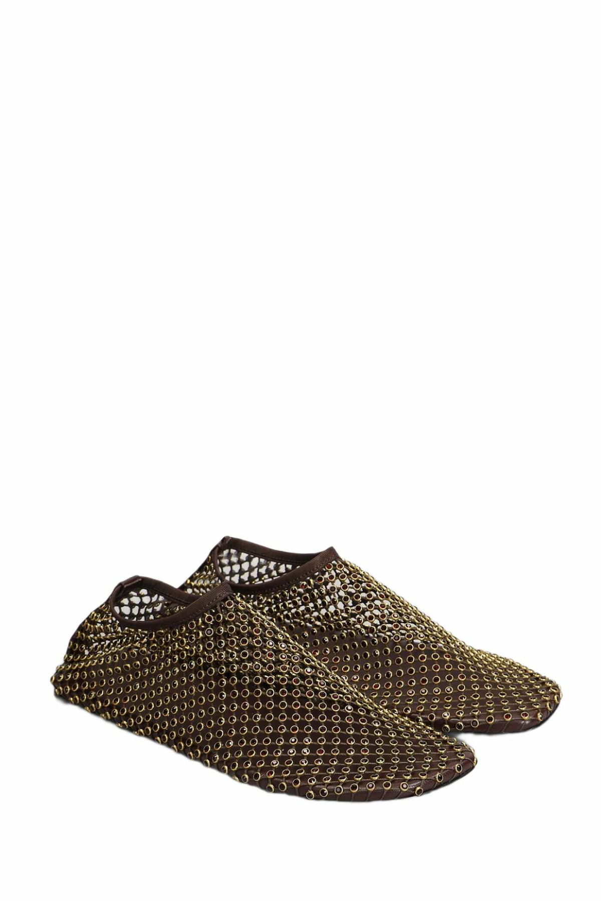 Christopher Esber Minette Crystal Flat Ballet Flats In Brown Nylon ...