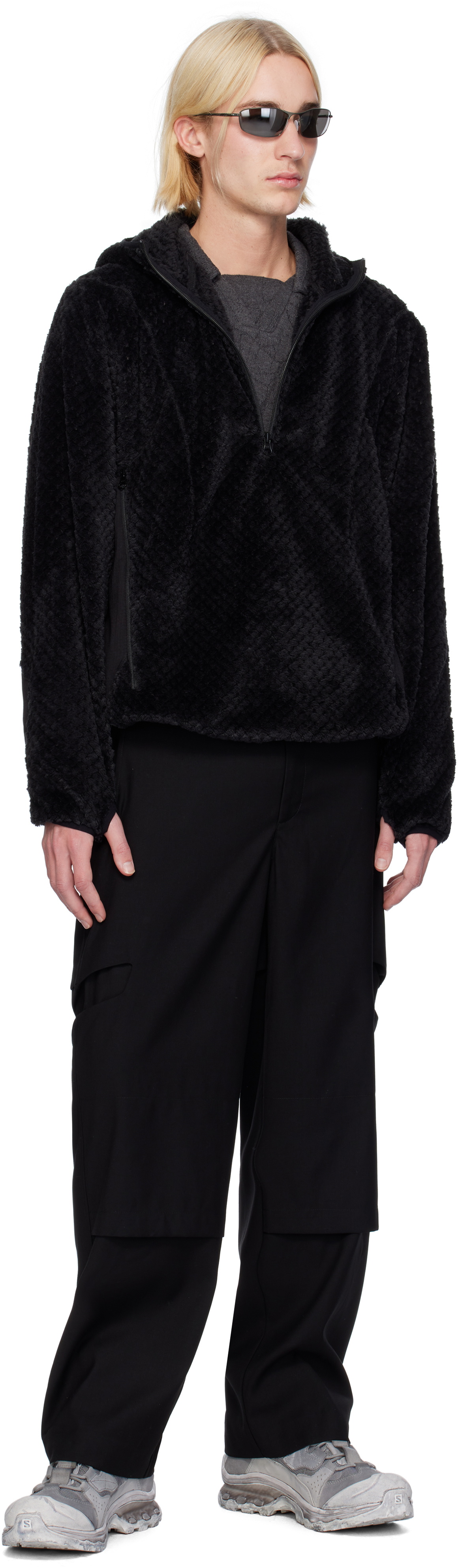 J EONGL I Black Fleece Half Zip-Up Jacket