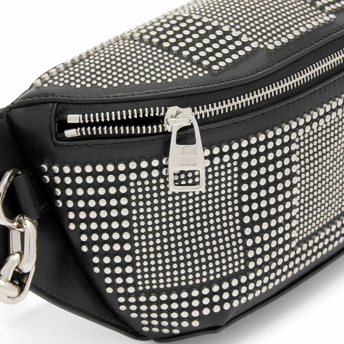 Alexander McQueen Men's Biker Stud Waist Pack in Black Alexander McQueen