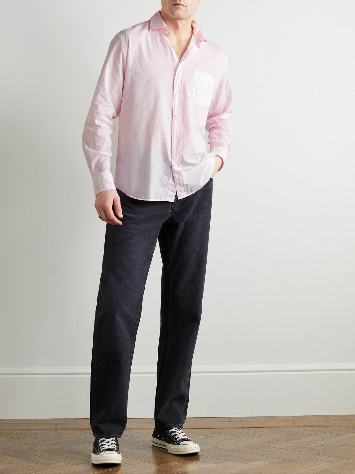 Hartford - Palm Pat Cotton-Poplin Shirt - Pink Hartford