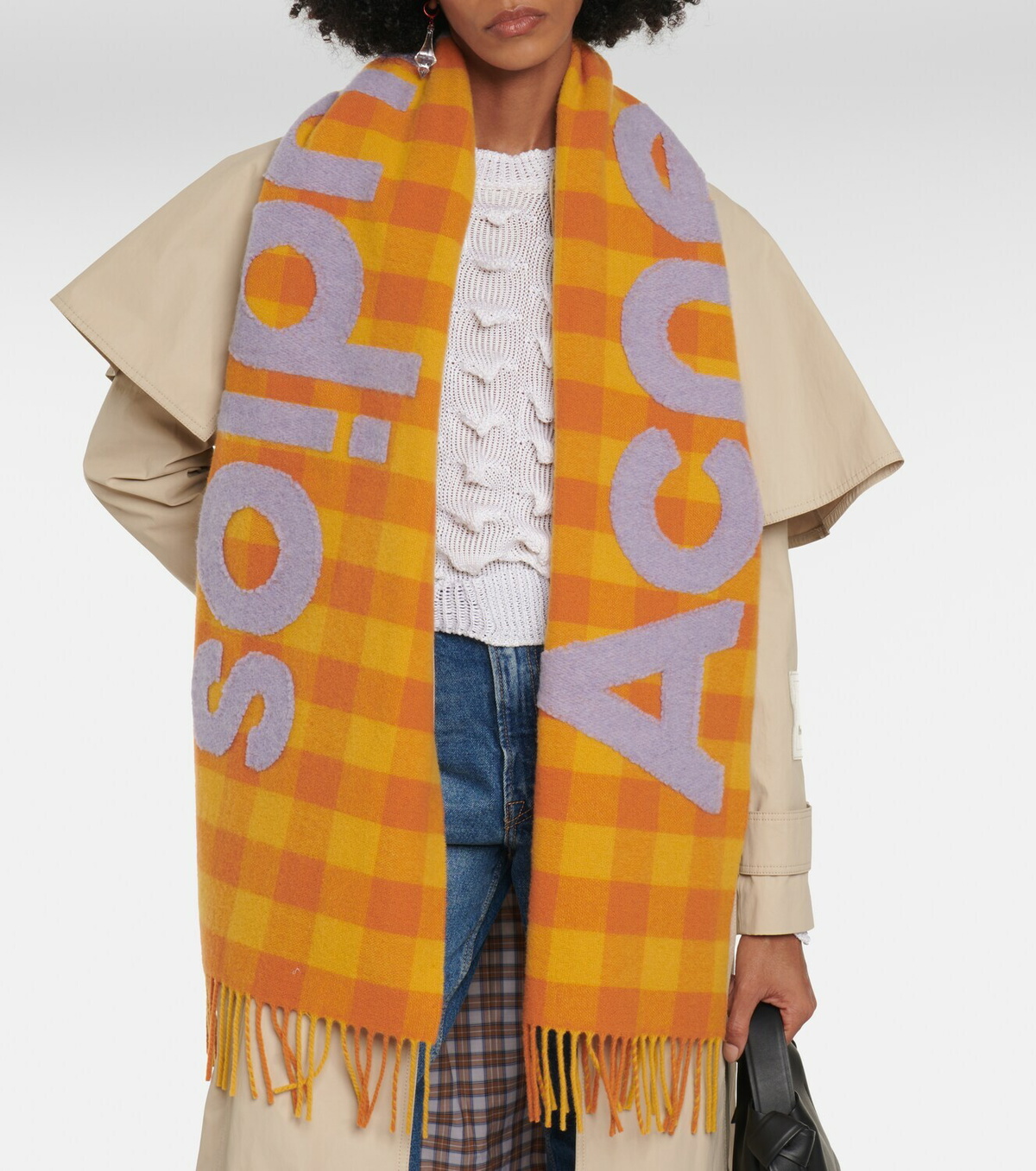 Acne Studios Logo checked wool-blend scarf Acne Studios