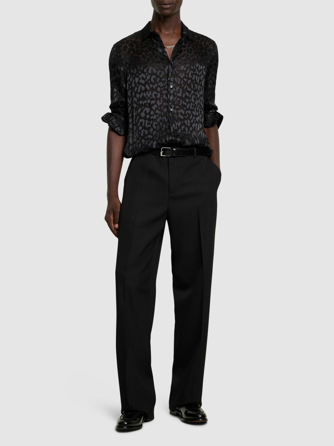 VERSACE Formal Grain De Poudre Wool Pants Versace