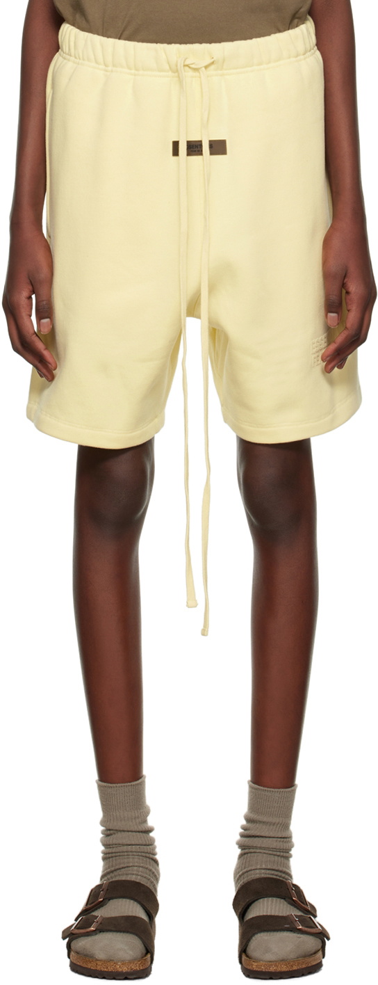 Essentials Yellow Flocked Shorts Essentials