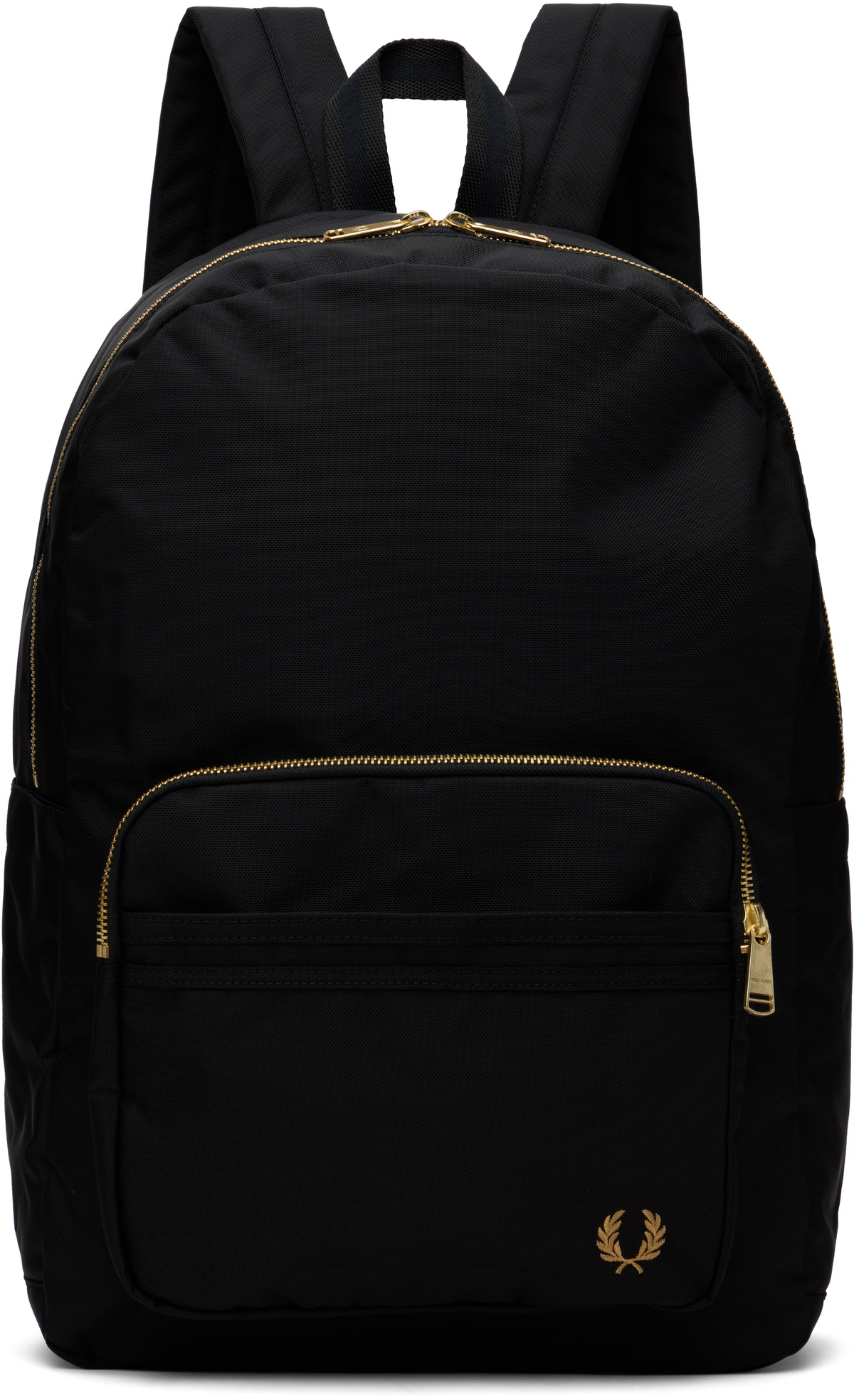 Fred Perry Black Textured Nylon Backpack Fred Perry
