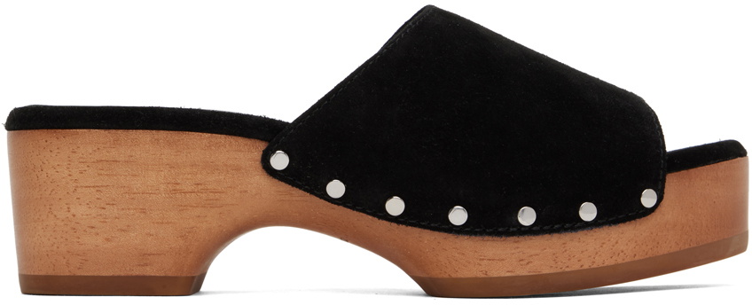 rag & bone Black Mara Clog Slides Rag and Bone