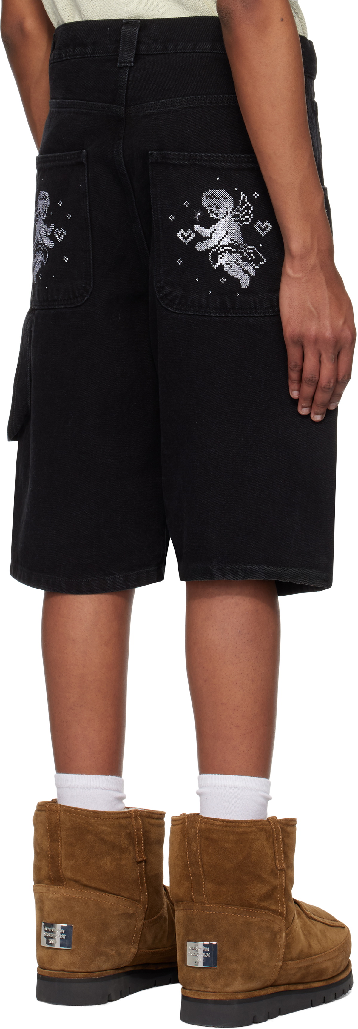 Carne Bollente Black Cupid's Cheeks Denim Shorts Carne Bollente