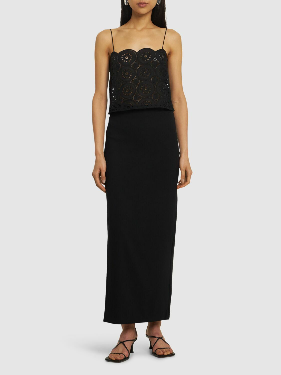 MATTEAU Wool Blend Crepe Long Skirt Matteau