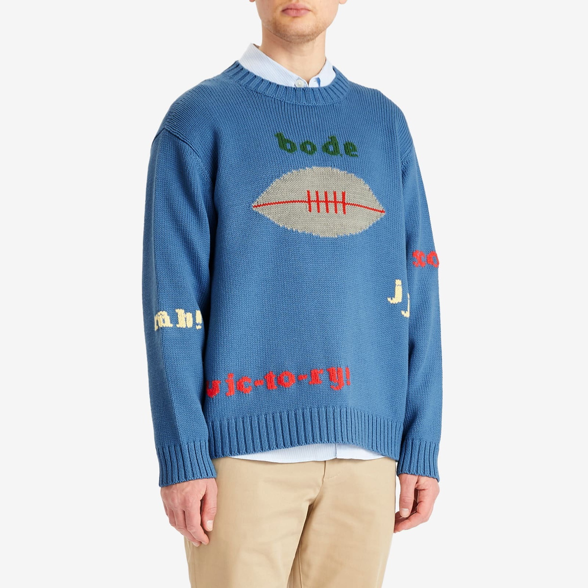 BODE Men's Spirit Sweater in Blue Bode