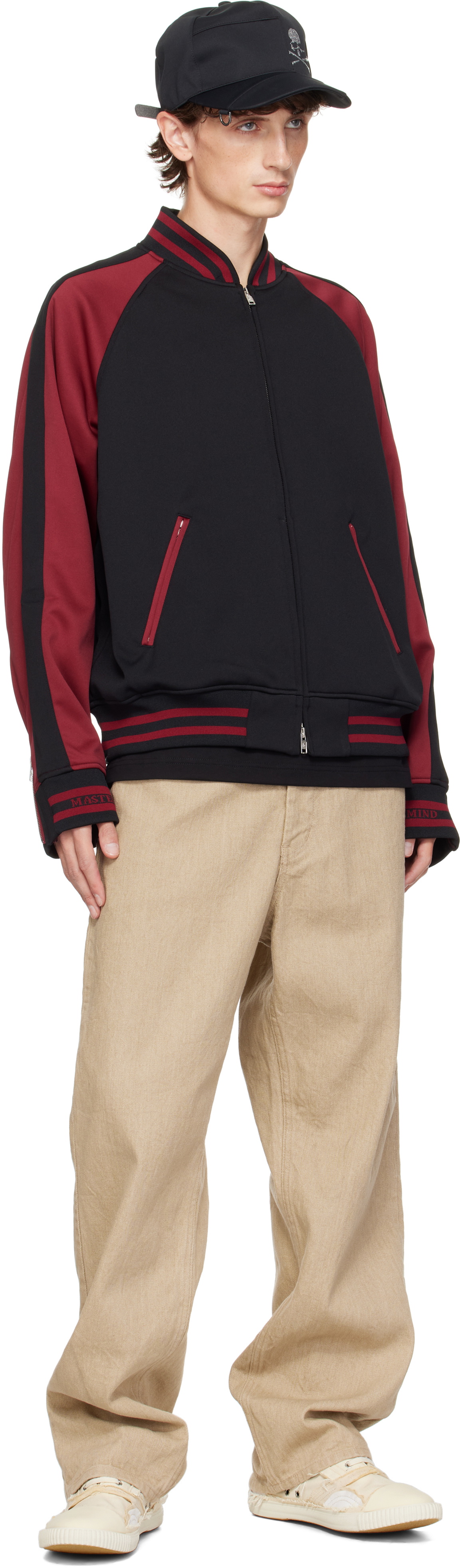 MASTERMIND WORLD Black & Burgundy Souvenir Track Jacket MASTERMIND WORLD
