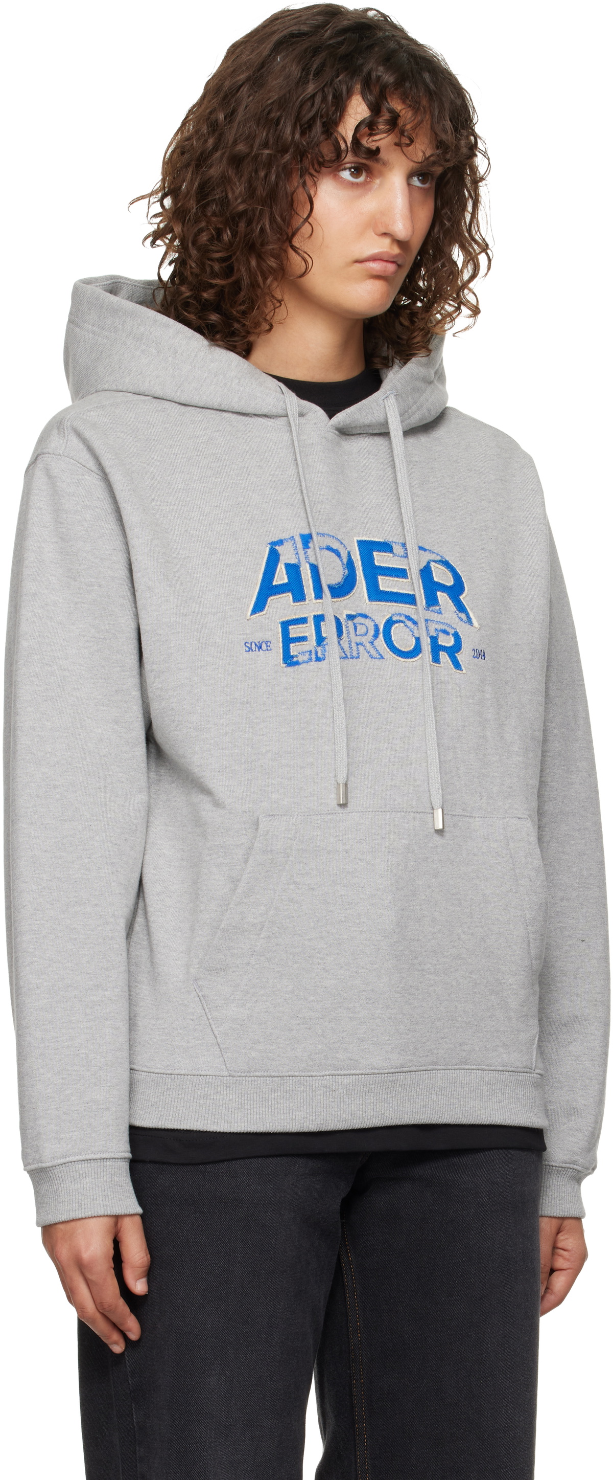ADER error Gray Distressed Logo Hoodie ADER error
