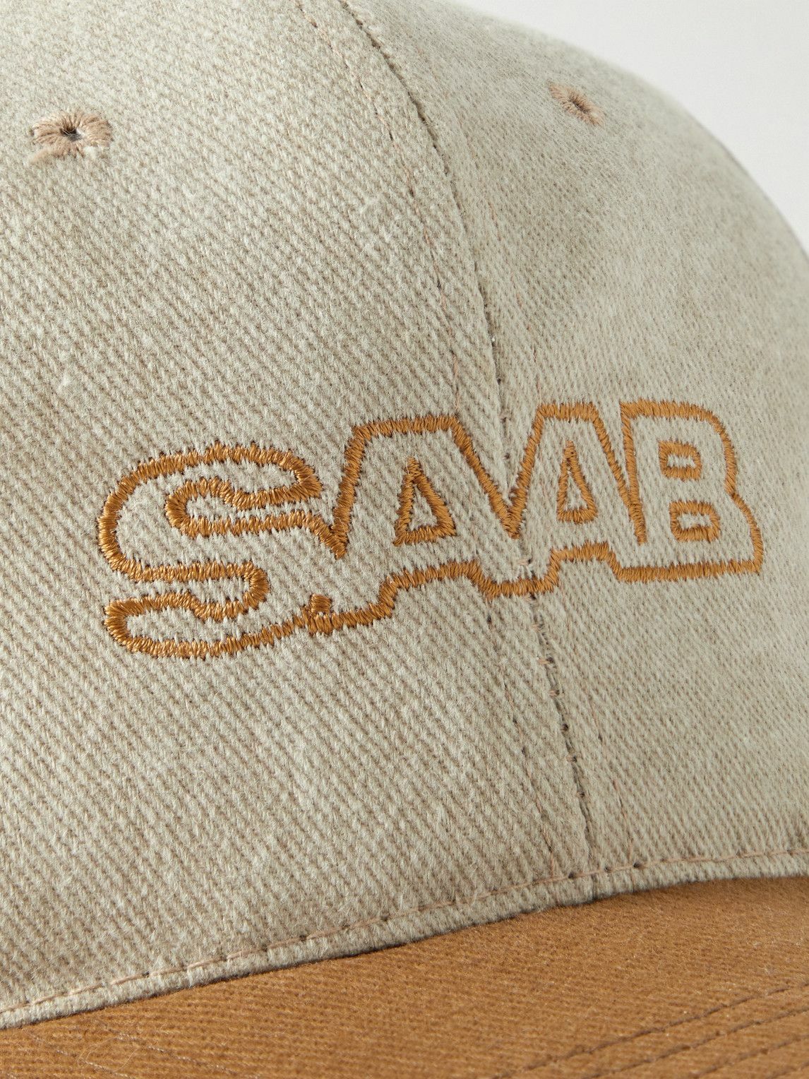 Fantasy Explosion - Leather-Trimmed Embroidered Cotton-Twill Baseball Cap