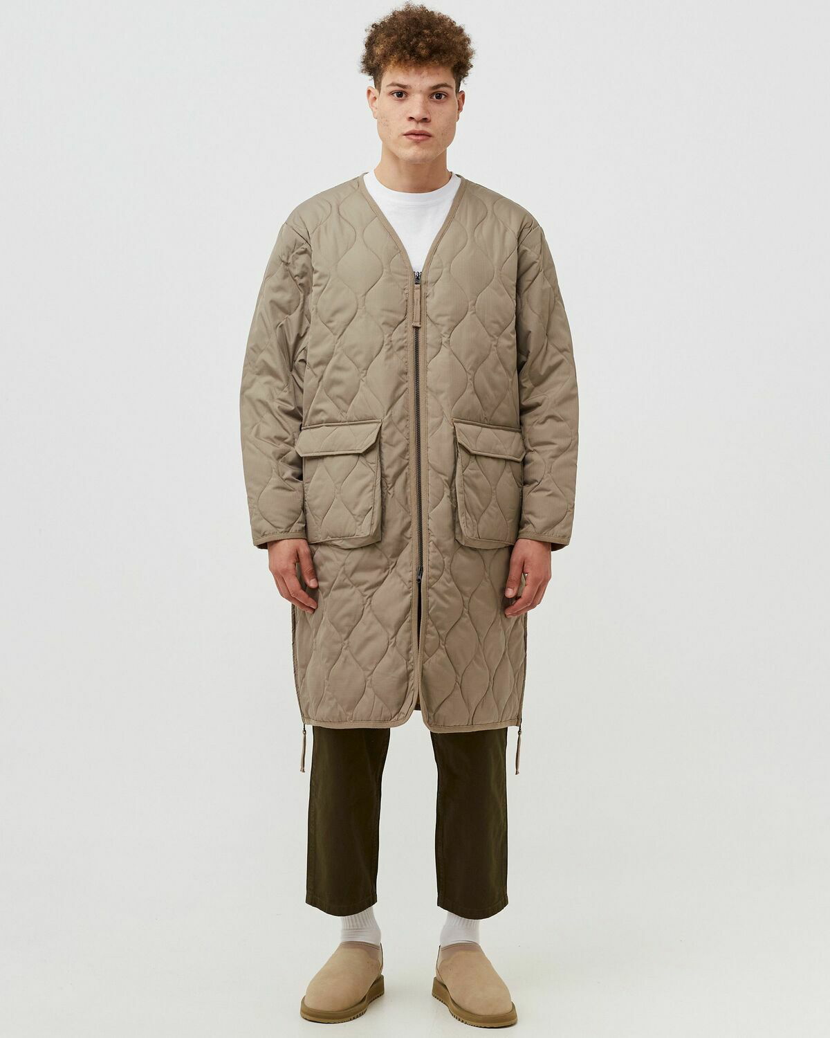 Taion Military V Neck Zip Down Co Brown - Mens - Coats Taion Extra