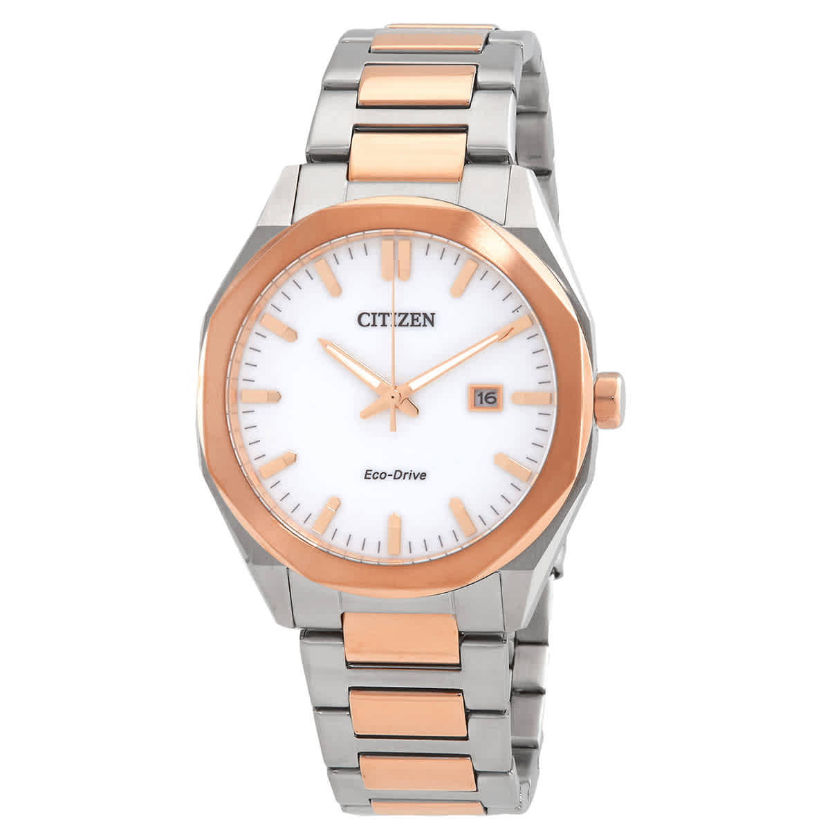 Citizen Eco-Drive White Dial Two-Tone Mens Watch BM7606-84A Citizen