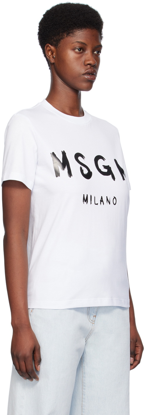 MSGM White Solid Color T-Shirt MSGM