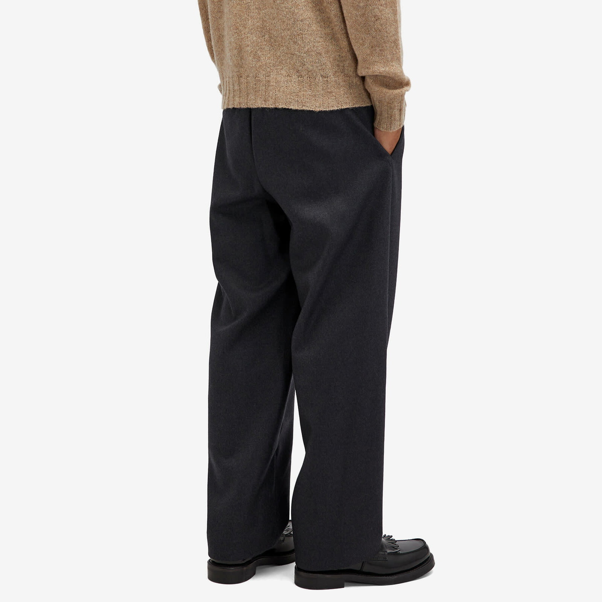 Auralee Men's Light Wool Slacks in Top Charcoal Auralee