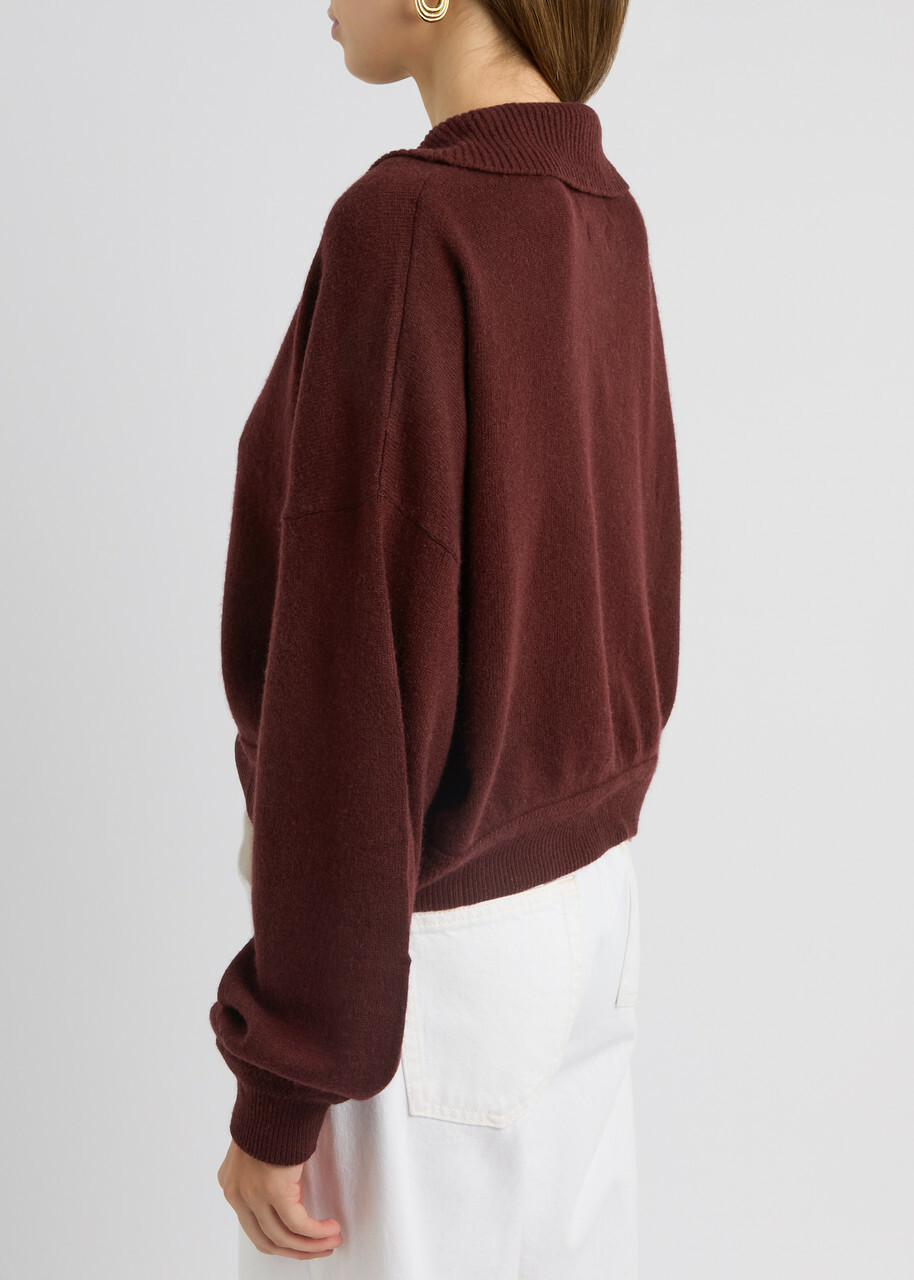 Crush Cashmere Lennon Cashmere Cardigan Burgundy CRUSH CASHMERE