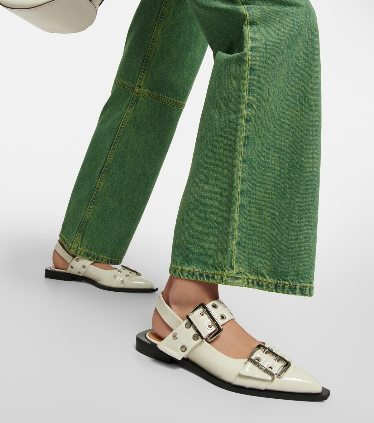 Ganni - Embellished leather ballet flats GANNI