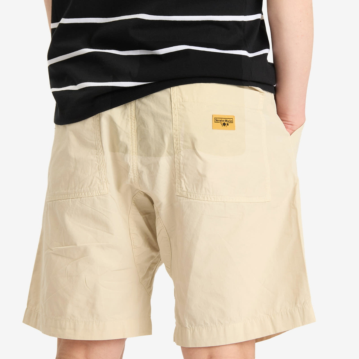 Service Works Men's Poplin Chef Shorts in White Oak Service Works