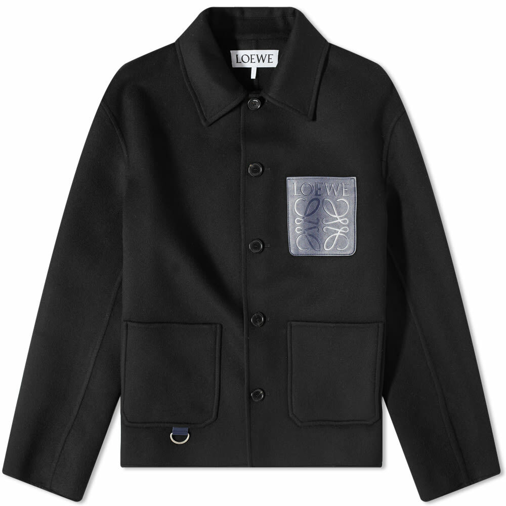 Loewe Men's Wool Workwear Jacket in Black Loewe