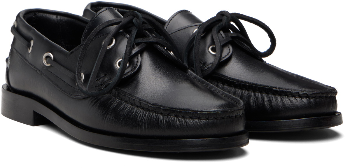 Aeyde Black Harris Leather Boat Shoes Aeyde