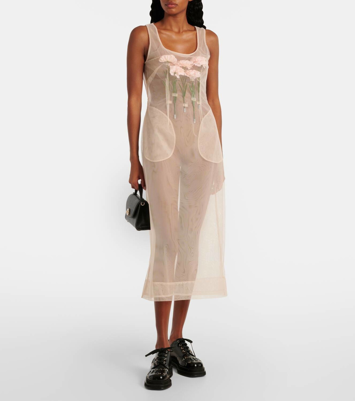 Simone Rocha Floral-appliqué tulle midi dress Simone Rocha
