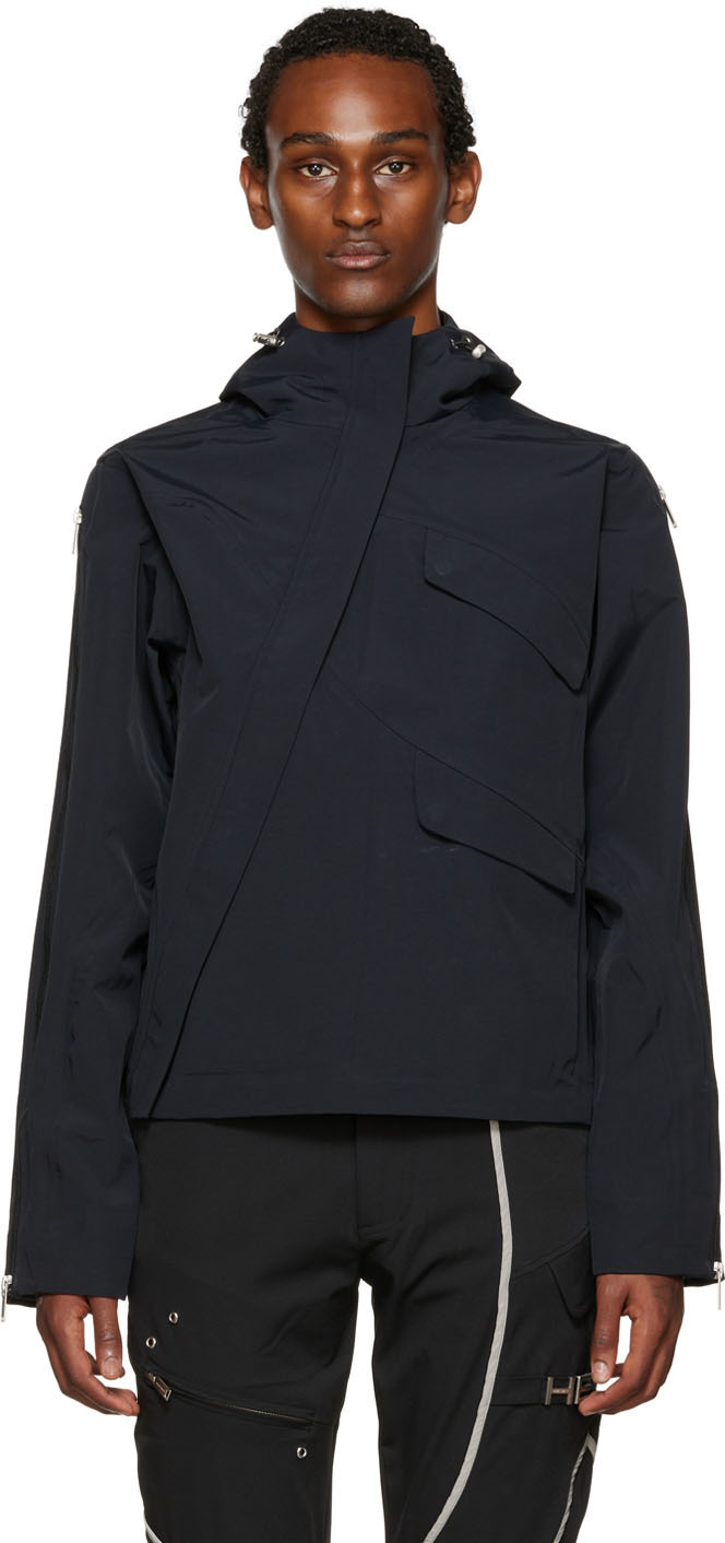 HELIOT EMIL Black Diagonal Zip Jacket Heliot Emil