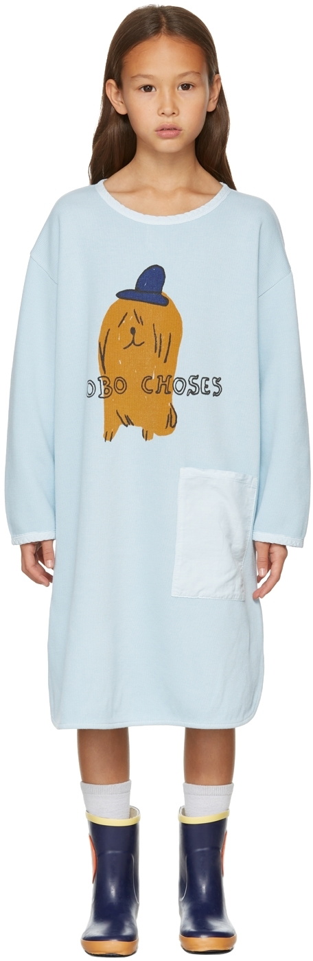 Bobo Choses Kids Blue Dog In The Hat Dress Bobo Choses