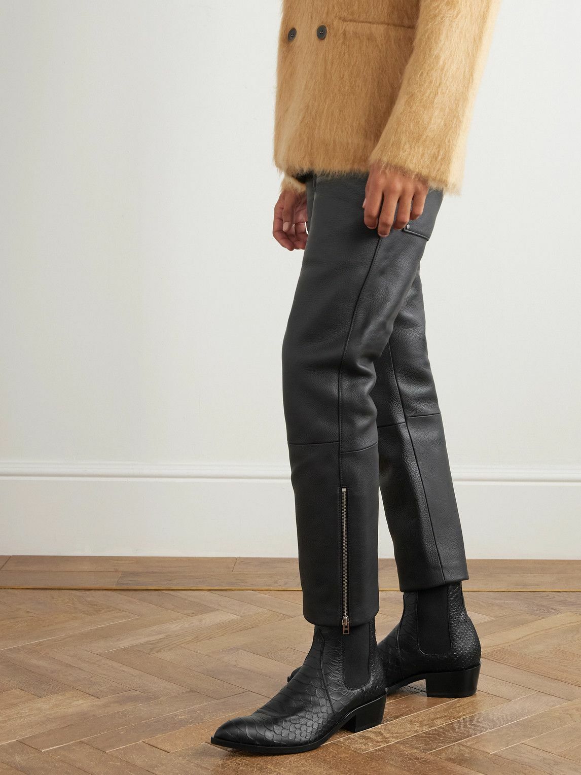 TOM FORD - Python-Effect Leather Chelsea Boots - Black TOM FORD