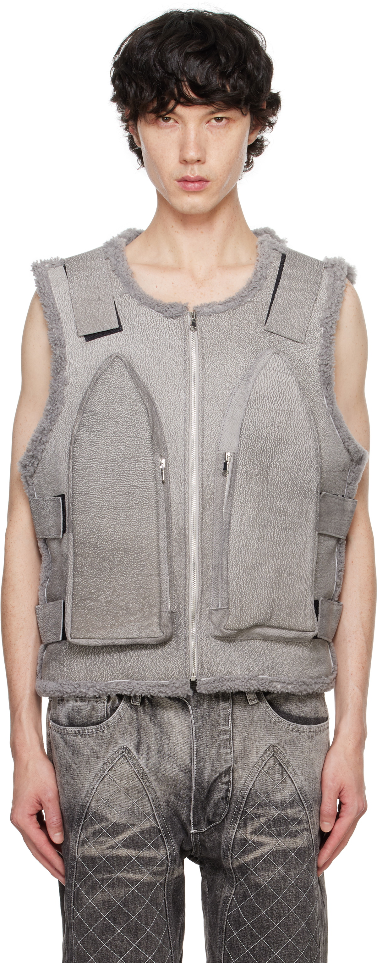 Who Decides War Gray Bullet Point Leather Vest WHO DECIDES WAR by Ev ...