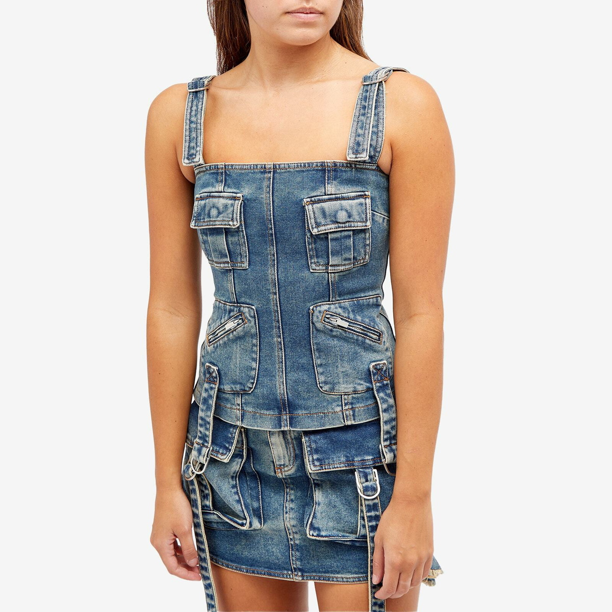 Blumarine Women's Denim Cargo Top in Allure Blumarine