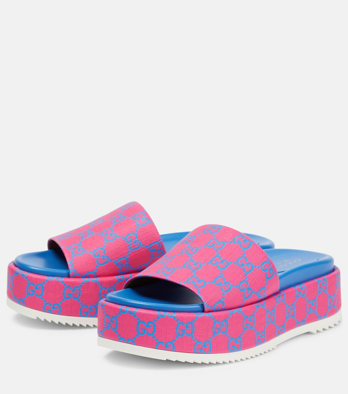 Gucci - GG leather-trimmed platform slides Gucci