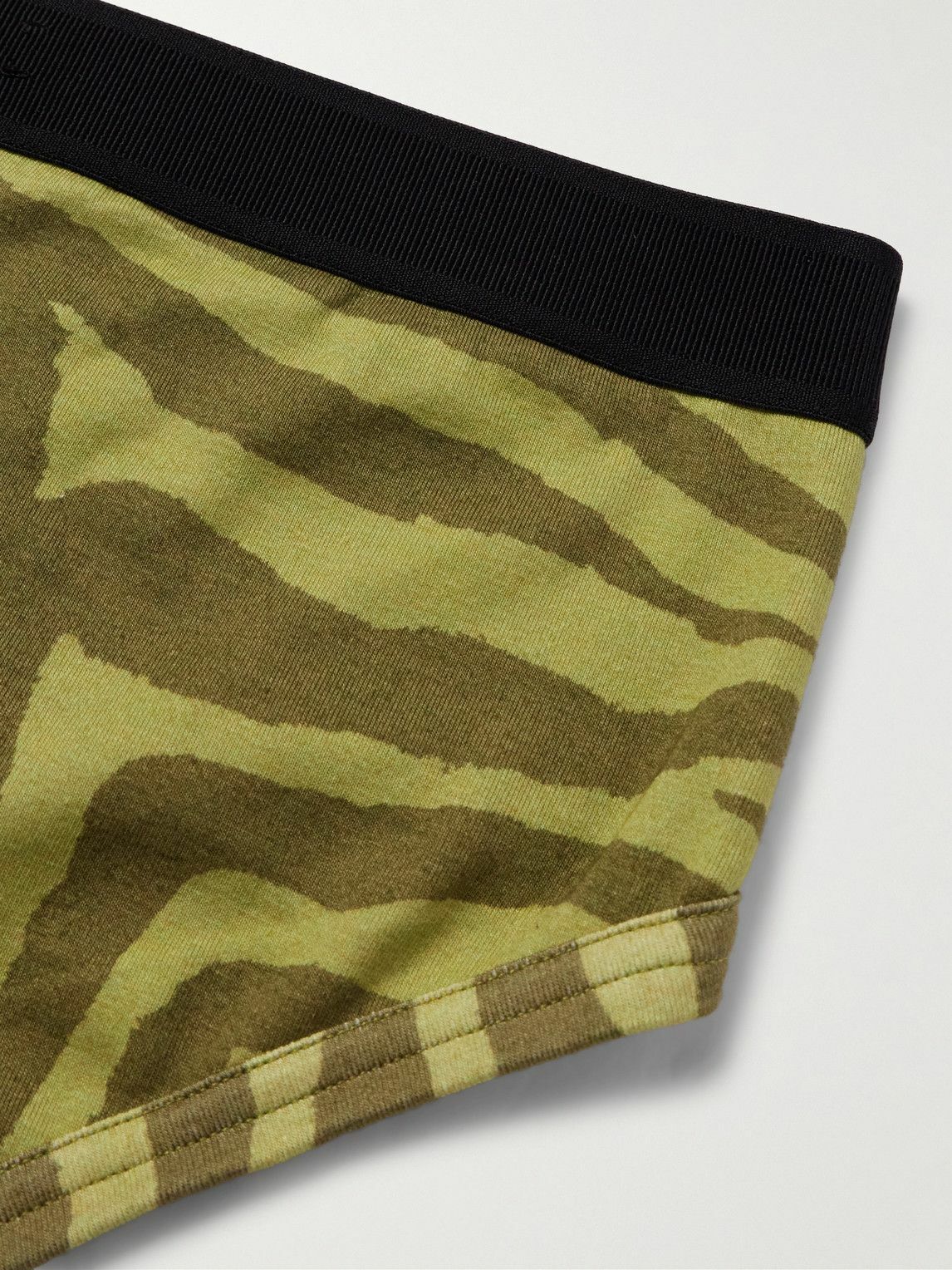 TOM FORD - Zebra-Print Stretch-Cotton Briefs - Green TOM FORD