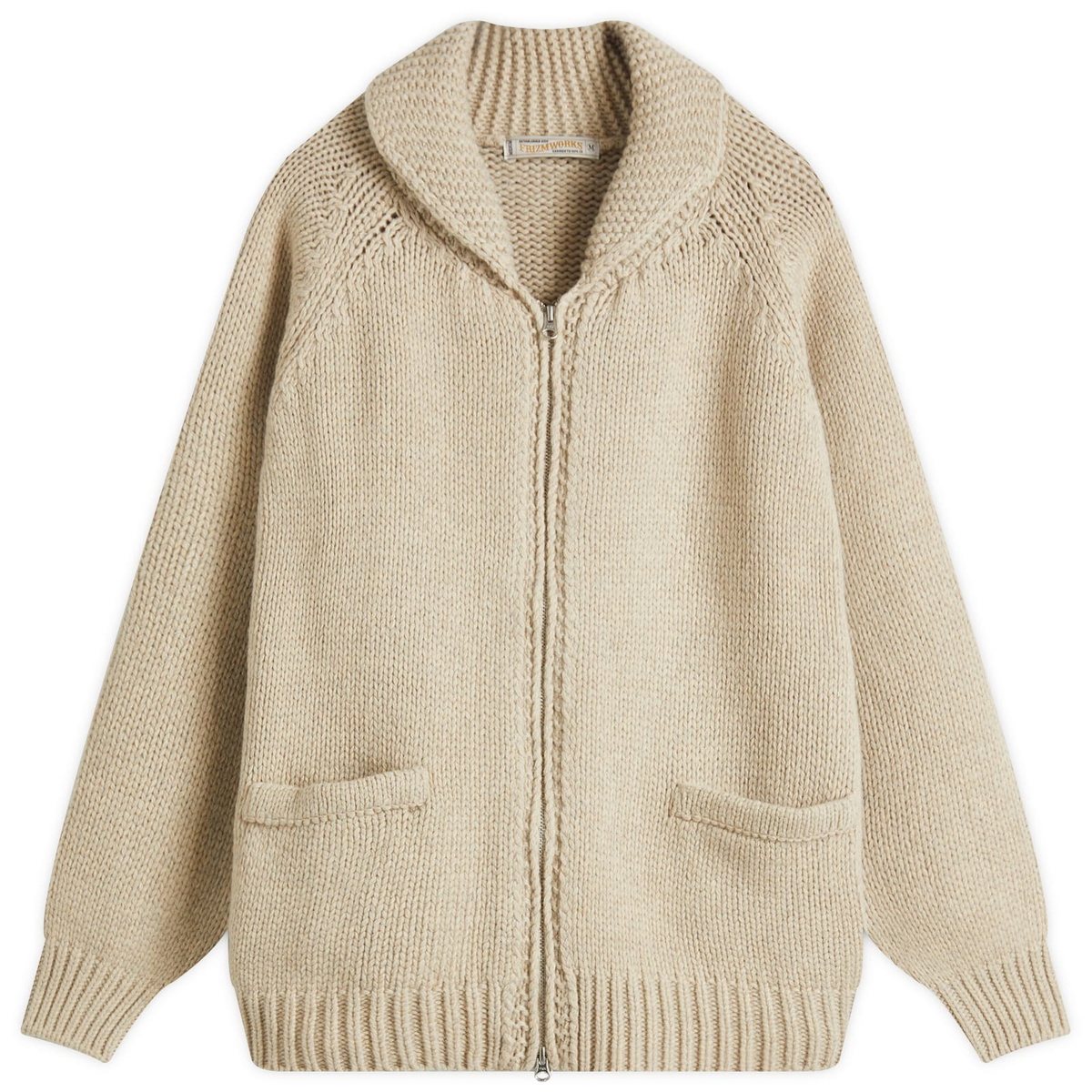 FrizmWORKS Men's Cowichan Zip Up Cardigan in Oatmeal FrizmWORKS