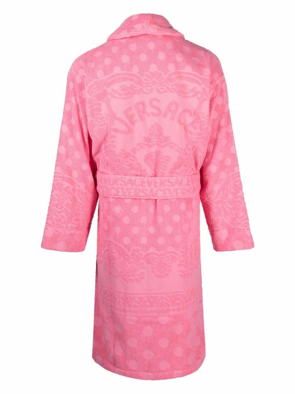 Versace Pink Barocco Terry-Clotch Cotton Robe Versace