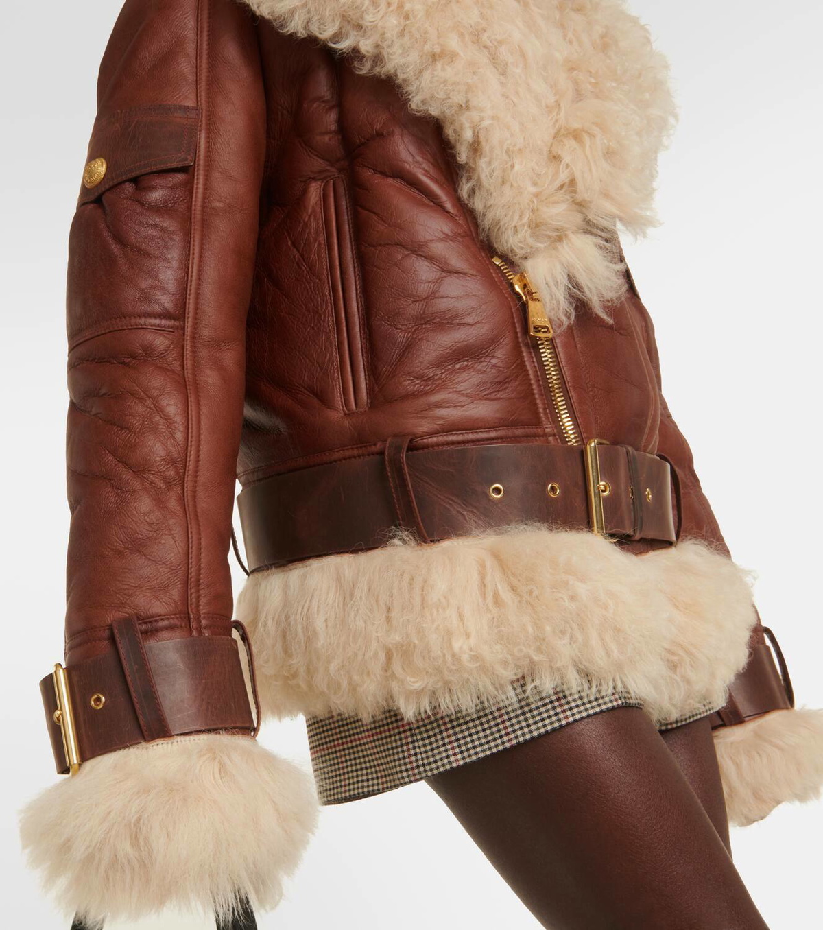Balmain Leather and shearling jacket Balmain