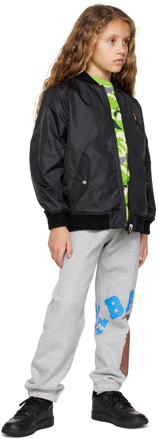BAPE Kids Black ABC Camo Baby Milo Reversible Jacket A Bathing Ape