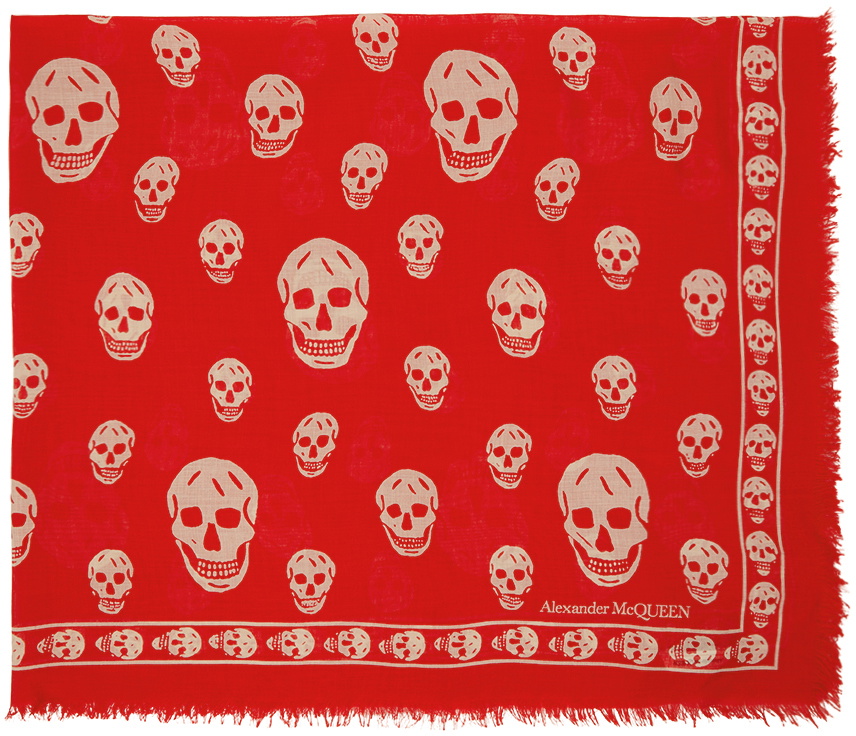 Alexander McQueen Red Skull Scarf Alexander McQueen