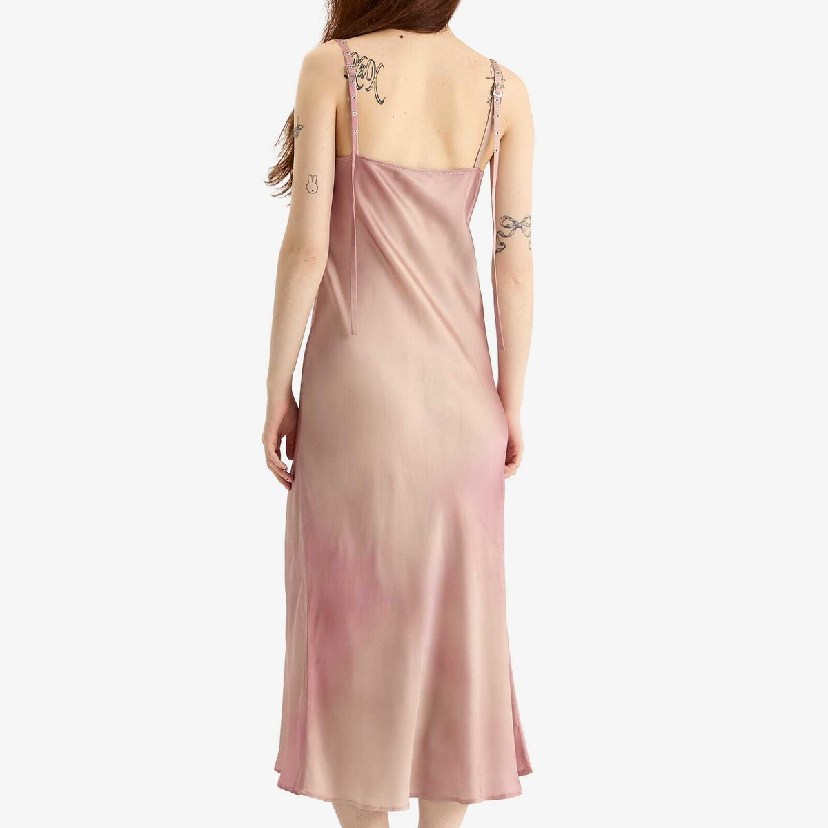 Acne Studios Women's Darma Soft Fluid Satin Slip Dress in Multi Pink ...