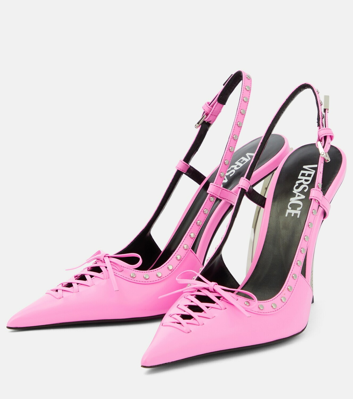Versace - Laced leather slingback pumps Versace