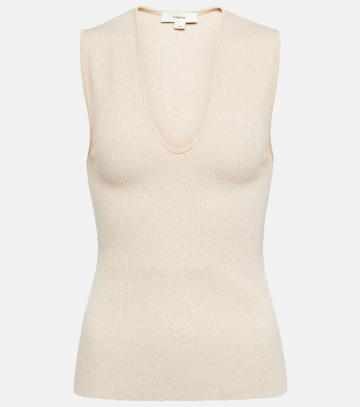 Vince - Ribbed-knit cotton-blend top Vince