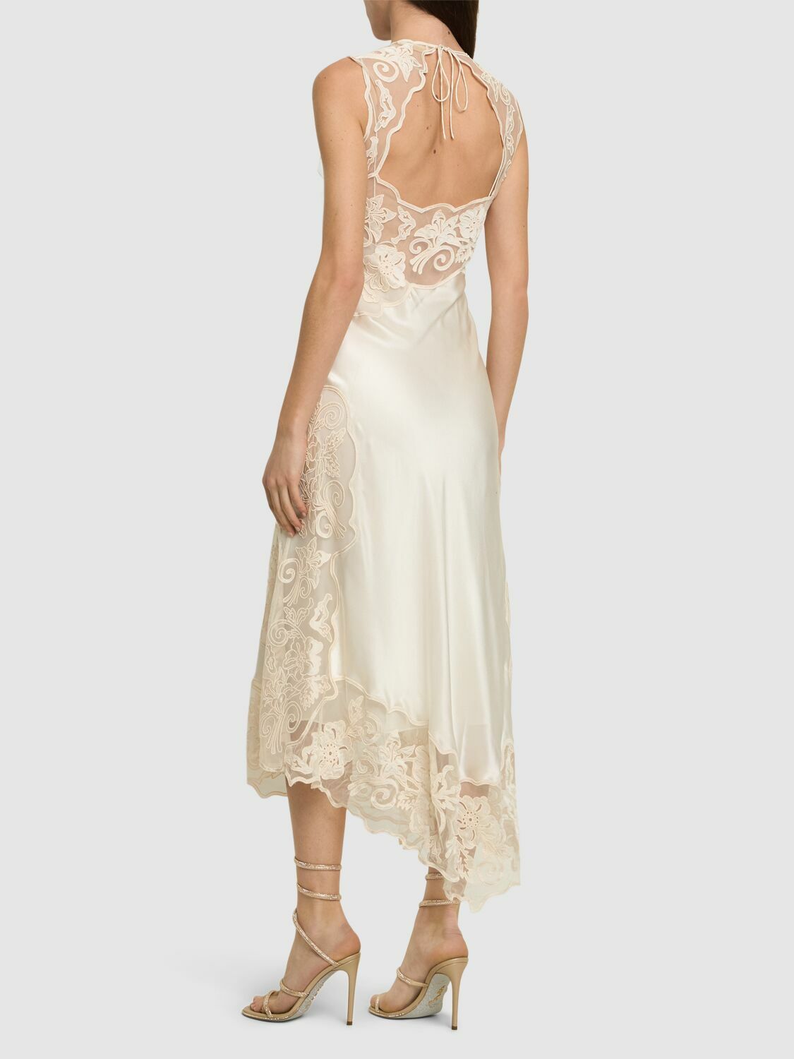 ULLA JOHNSON Kaia Silk & Lace Midi Dress Ulla Johnson